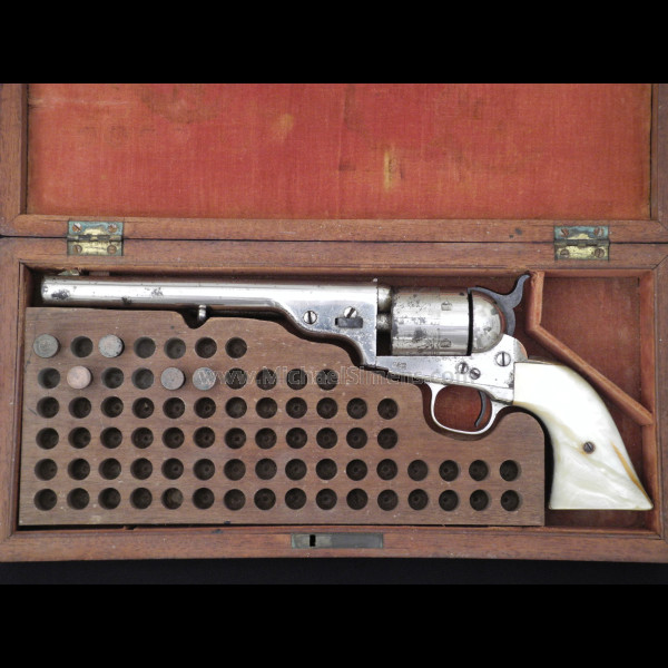 COLT OPEN-TOP REVOLVER, INSCRIBED AND CASED W/FACTORY PEARL GRIPS ...