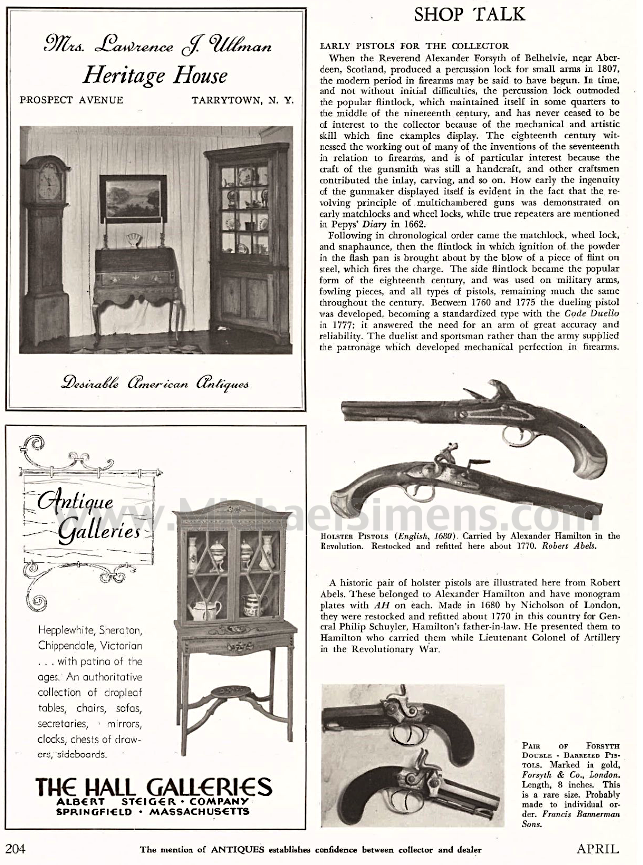 ALEXANDER HAMILTON PISTOLS FOR SALE